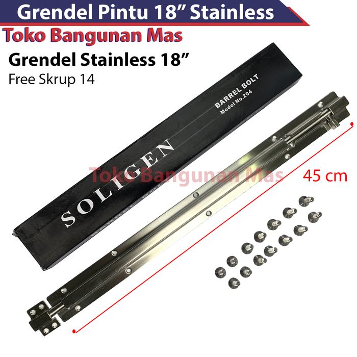 Jual Grendel 18 inch Stainless Soligen 45 cm/slot pintu 18" /selot ...