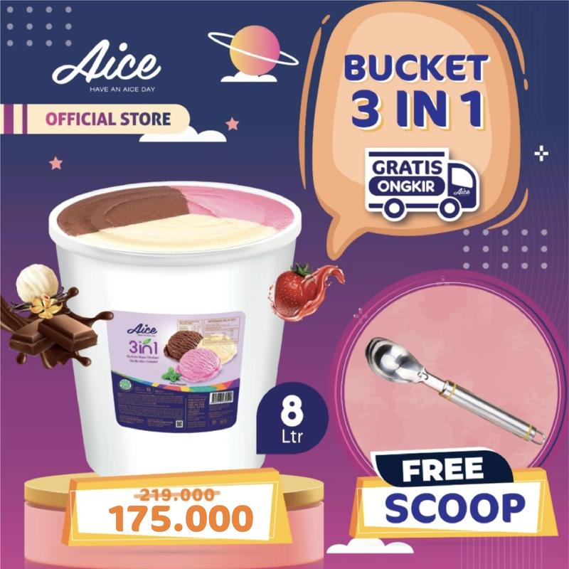 Aice Bucket 3 in 1 Es Krim 8L Gratis Ongkir & Scoop Es Krim Berkualitas ...