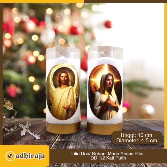 Jual Lilin Misa Ibadah Doa Rohani Yesus Maria Putih Pilar Tinggi 10cm ...
