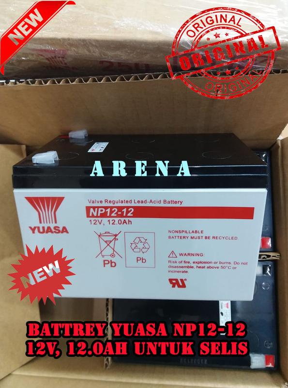 Battery Kering Yuasa NP12-12 /Baterai Kering Yuasa 12v 12ah Batere ...