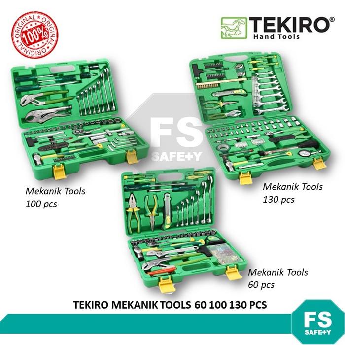 Jual Tekiro Mekanik Tools Set Kit Box 60 100 130 pcs Mechanic Tools ...