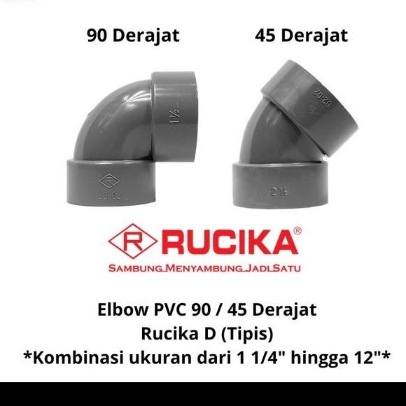Jual keni Elbow / Knee PVC Rucika 2" Inch D (Tipis) 45 Derajat ...
