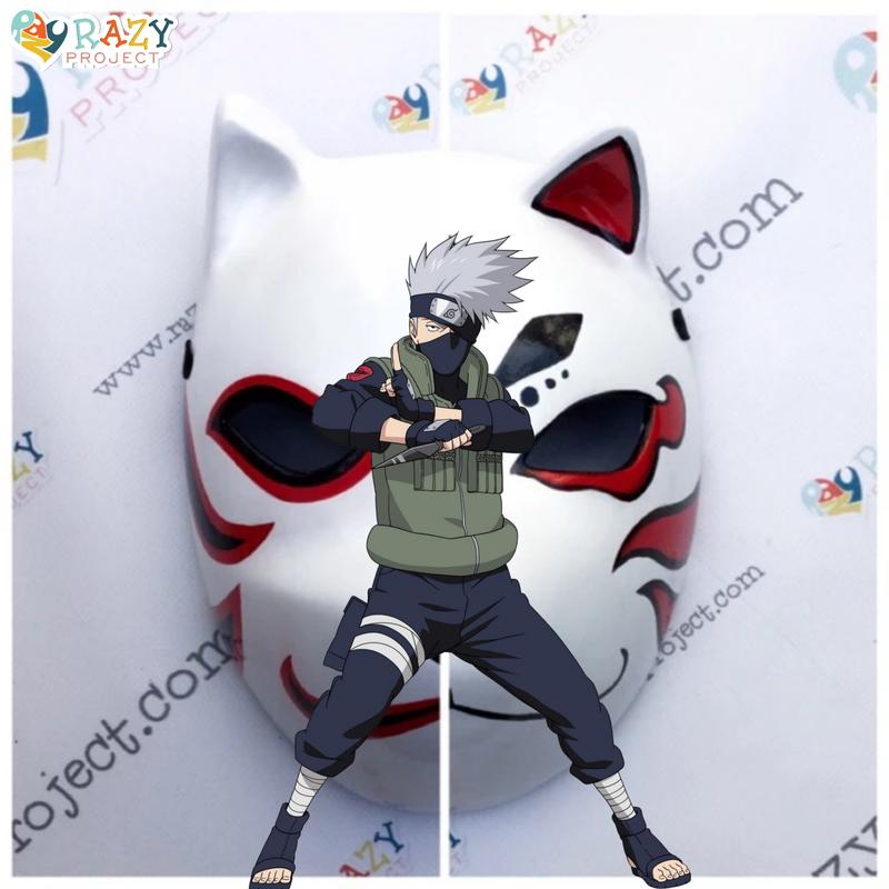 Mask Topeng Kayu Cosplay Anime Kitsune Anbu Kakashi Hatake Naruto ...