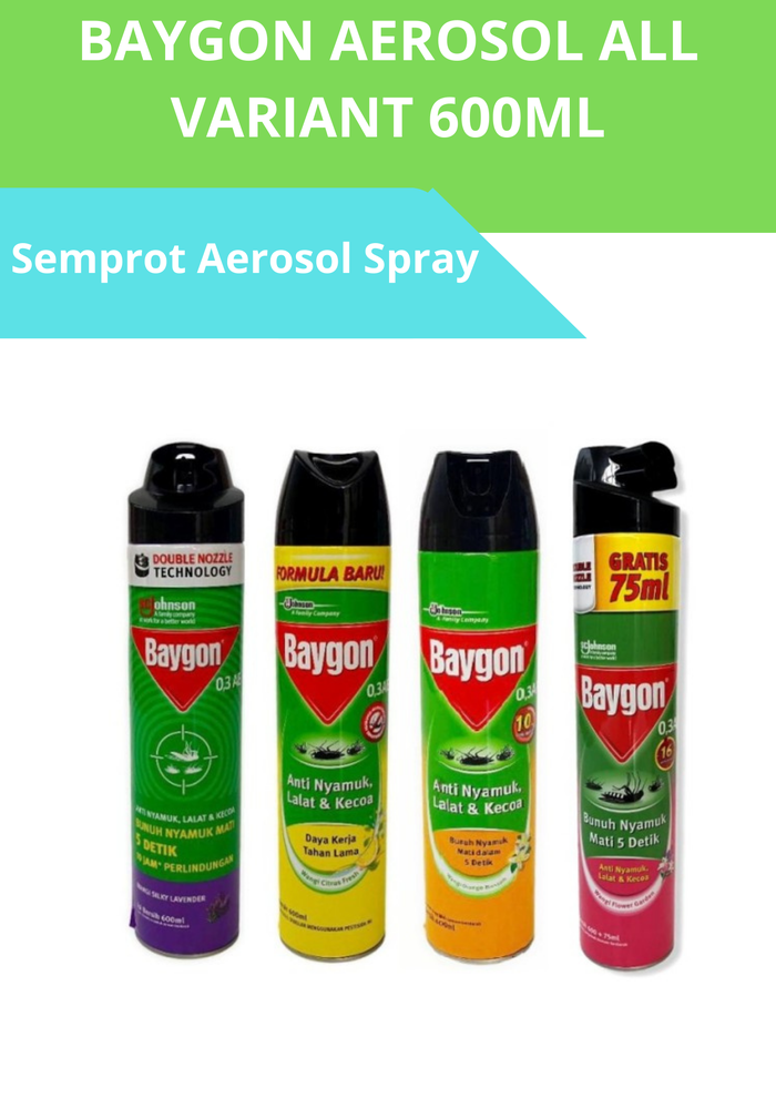 Jual BAYGON 600 mL Obat Nyamuk Lalat Kecoa Semprot Aerosol Spray SC ...