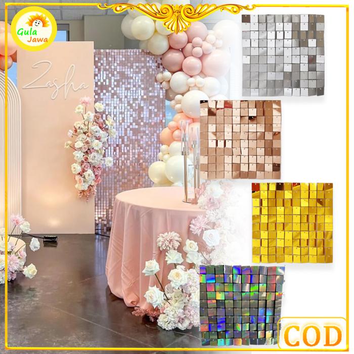 Jual 30*30cm Sequin Tile Backdrop Wall Panel Square Backdrop Dekorasi ...