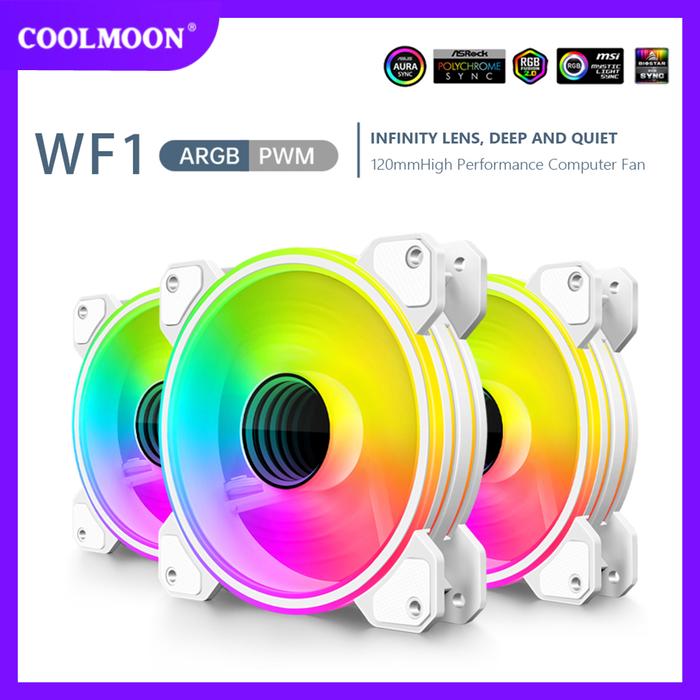 Jual Coolmoon Fan Casing WF1 Infinity Lens 5v 3Pin ARGB Pwm 12Cm white ...