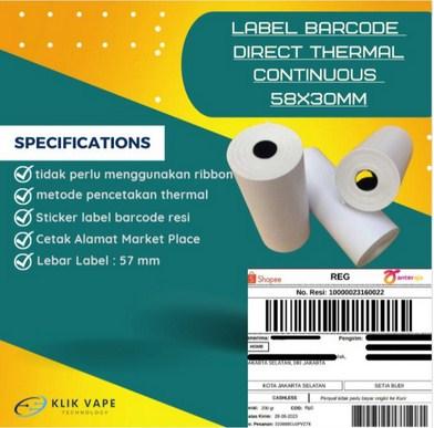 TERMURAH STIKER Label Barcode Direct Thermal Continuous 58X30MM - Shop ...