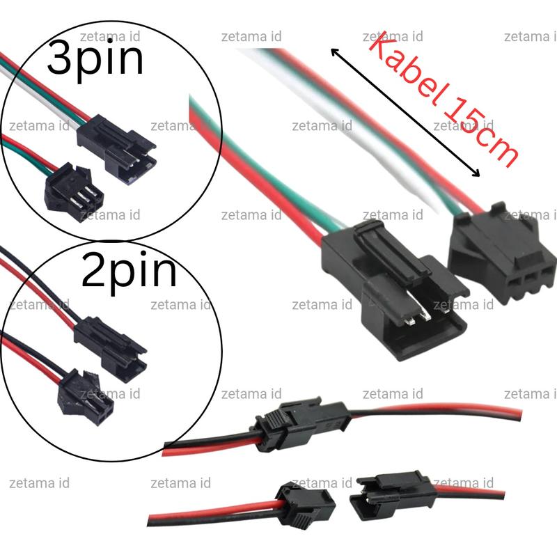Soket Jst Tusuk Jack DC 2pin 3pin Soket Lampu Led DC Male Female - Shop ...