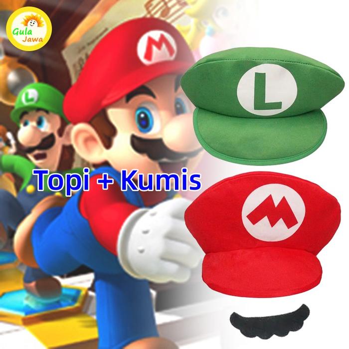 Jual Topi + Kumis Anime Super Mario Hat Cap Luigi Bros - Hijau - Kab ...