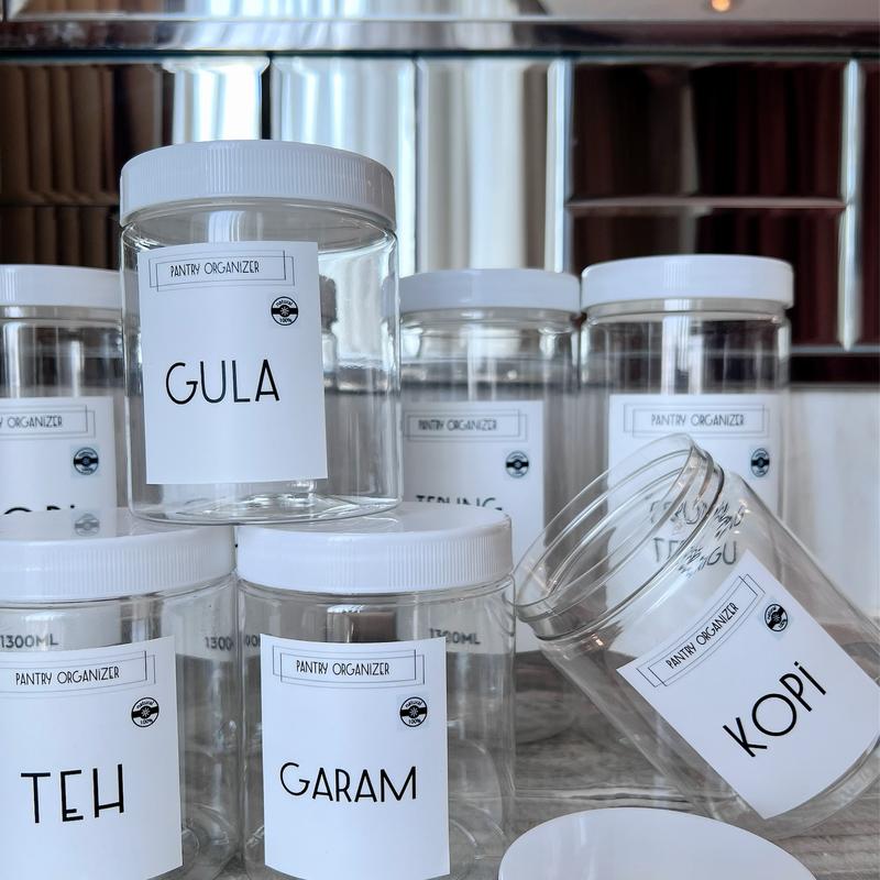 tempat gula teh kopi set bumbu dapur stiker bumbu pantry organizer ...