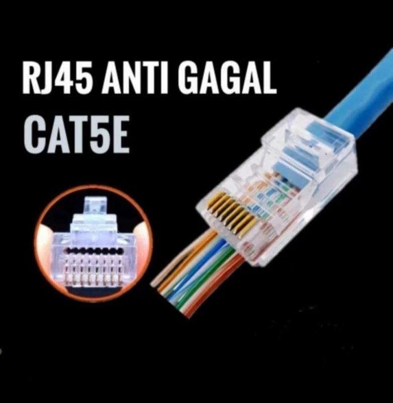 KONEKTOR RJ45 UTP Cat5E S ANTI GAGAL PASS THROUGH - Shop | Tokopedia