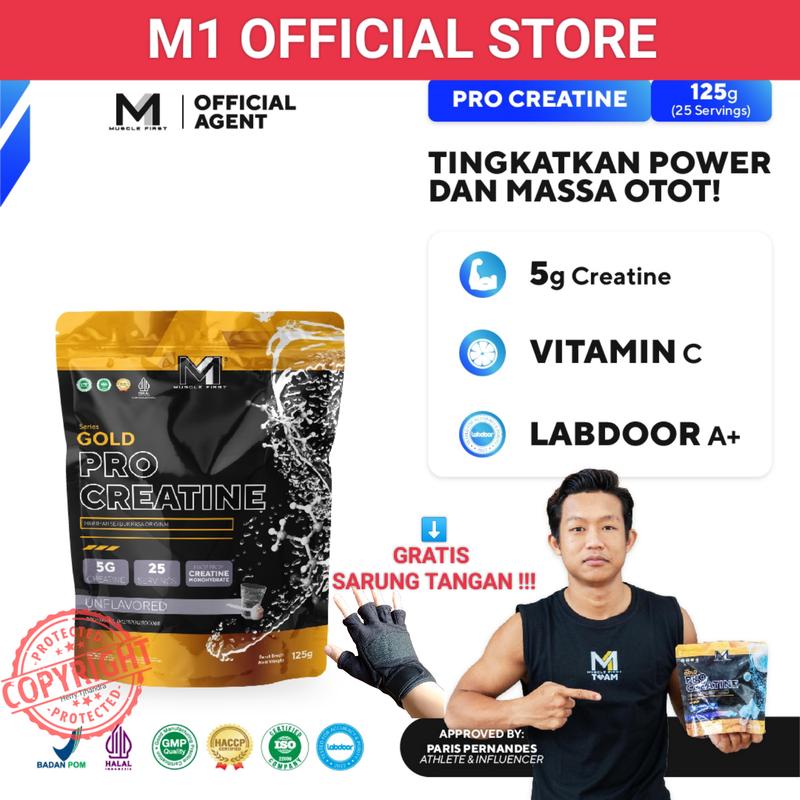 Muscle First Gold Pro Creatine Monohydrate 125gram 25ser Unflavored M1 ...