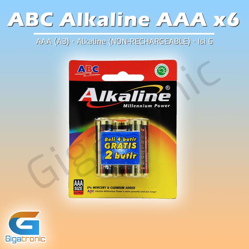 Baterai ABC Alkaline size AAA (A3) isi 6 (4 + 2) - Shop | Tokopedia