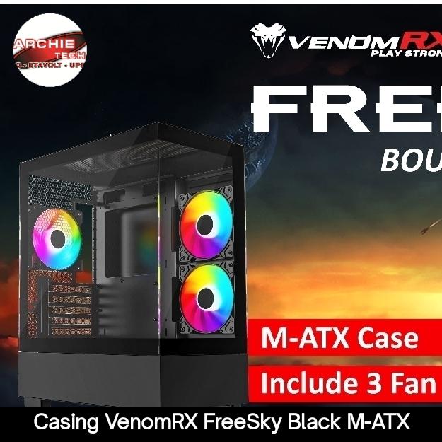 Jual Case VenomRX FreeSky Black M-ATX Include 3 Fan Casing PC - Kota ...