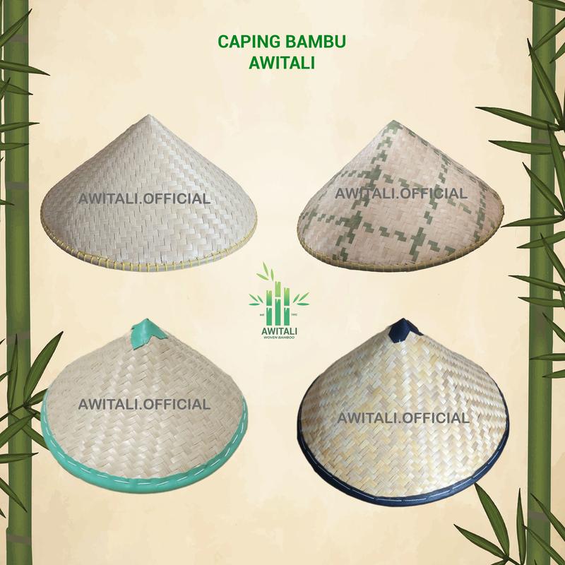 Awitali Caping Petani Bambu Anak Dewasa Cetok Topi Bambu Motif Fashion ...