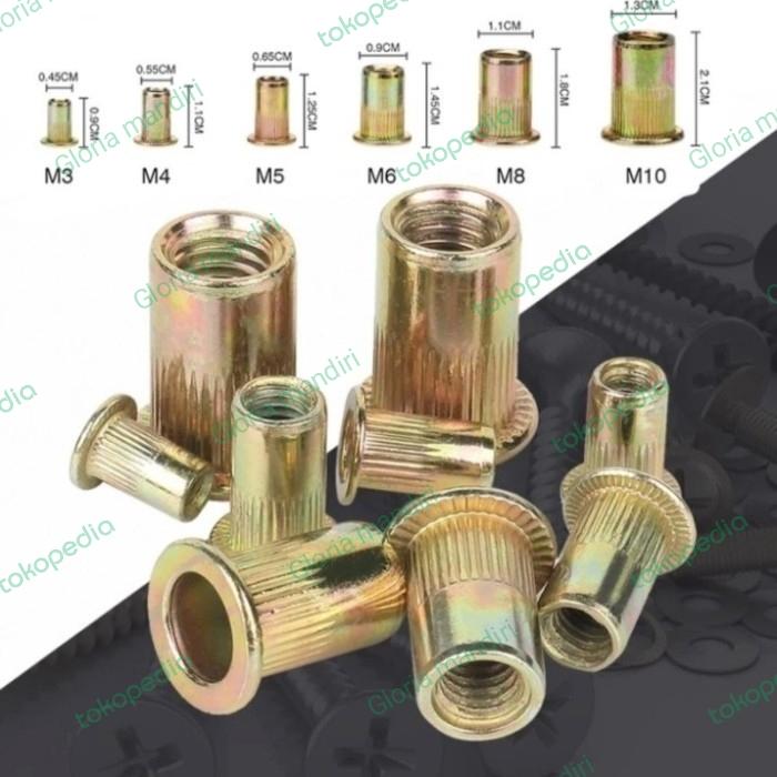 Jual Rivet Nut Rivnut Flat Nut M3 M4 M5 M6 M8 M10 M12 Diameter 3mm 4mm ...