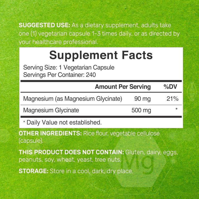 Deal Supplement Magnesium Glycinate 1000 mg + Vitamin C 240 Capsules ...