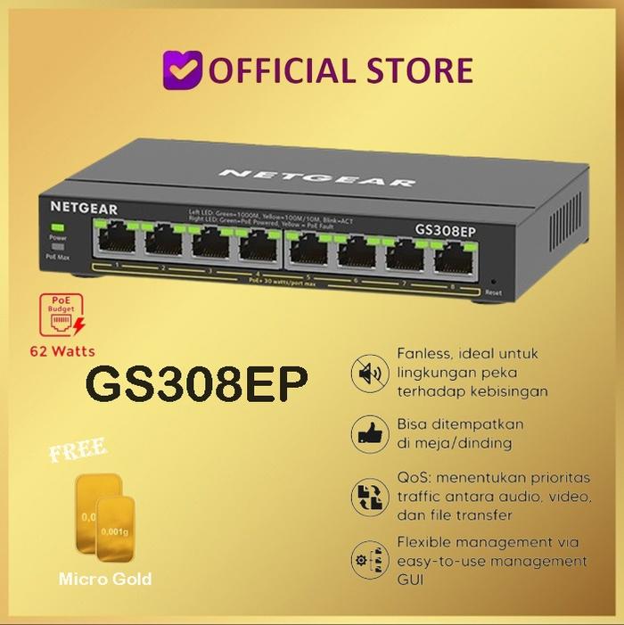 Promo Netgear GS308EP 8-PORT GIGABIT ETHERNET SWITCH POE+ - GS 308EP ...