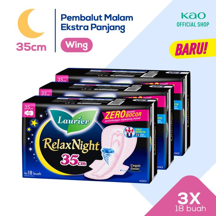 Promo Laurier Relax Night 18s Triplepack - Pembalut Wing 35cm - Kab ...
