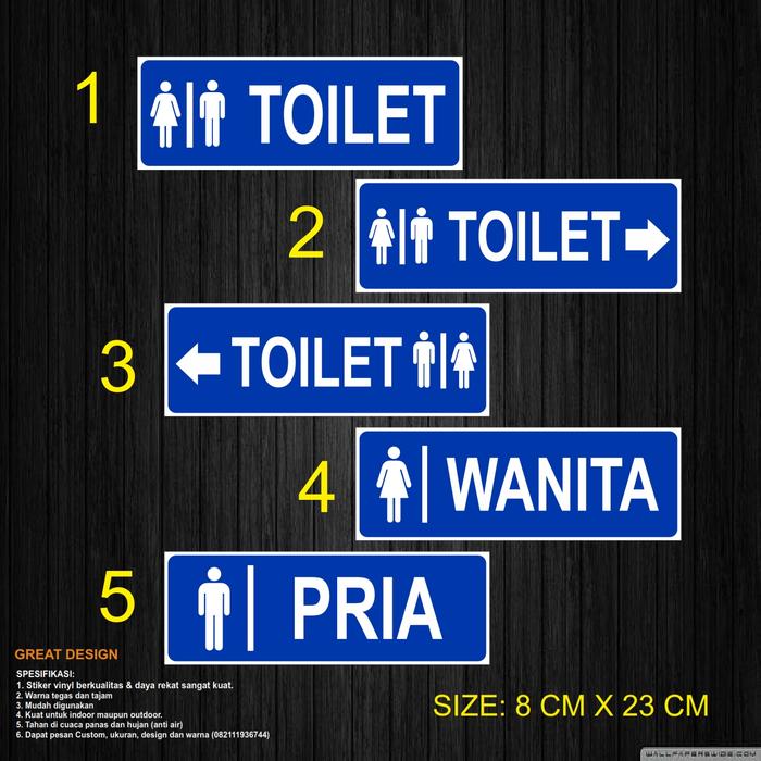Jual Stiker Rambu Toilet / Stiker Petunjuk Arah WC / Sticker Sign ...