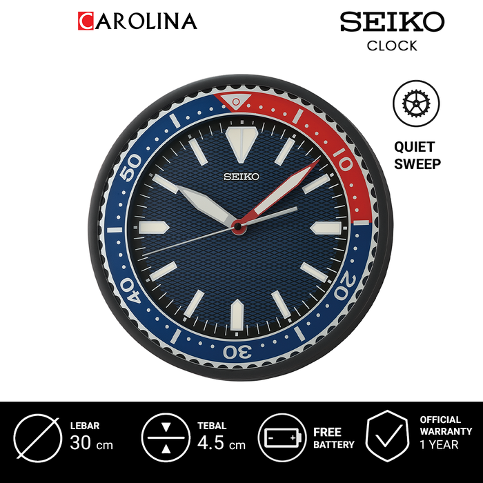 Promo Jam Dinding SEIKO Analog QXA791J Quite Sweep Mat Black Case Dark ...