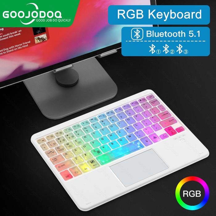 Jual GOOJODOQ RGB LED Bluetooth Keyboard for iPad Android PC w ...