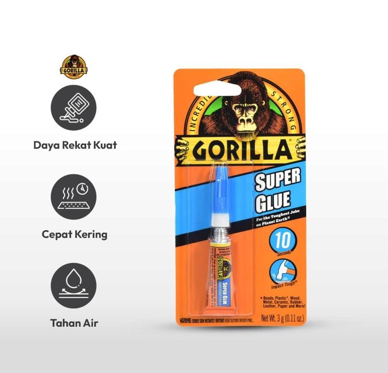 GORILLA LEM SUPER 3 GRM SUPER GLUE IMPACT TOUGH 3G - Shop | Tokopedia