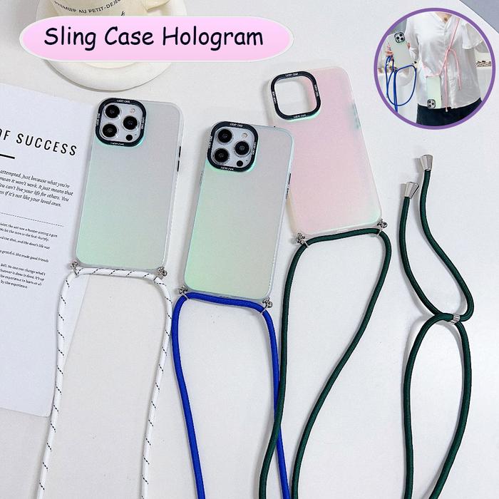 Jual Iphone 15 Pro Max Plus Sling Case Tali Softcase Hologram Gradasi ...