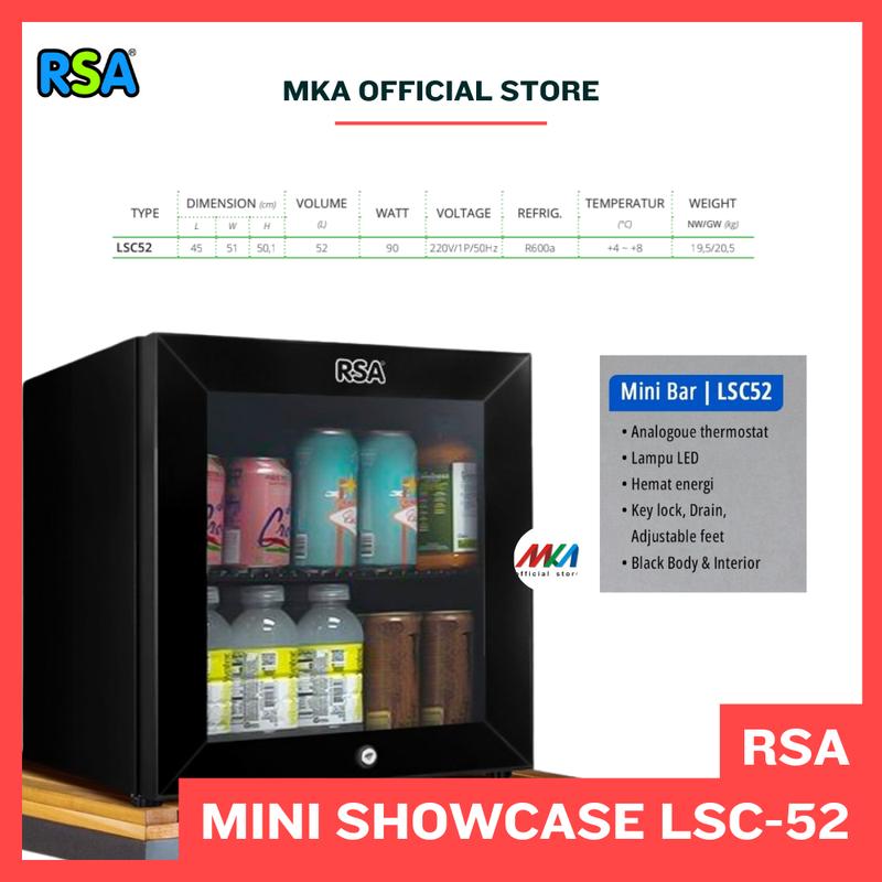 RSA Mini Showcase Portable 52 liter LSC52 / LSC-52 Display Cooler ...