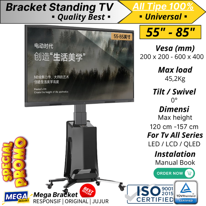 Jual Braket Bracket TV Standing 85 80 75 70 65 60 55 50 43 Inch ...