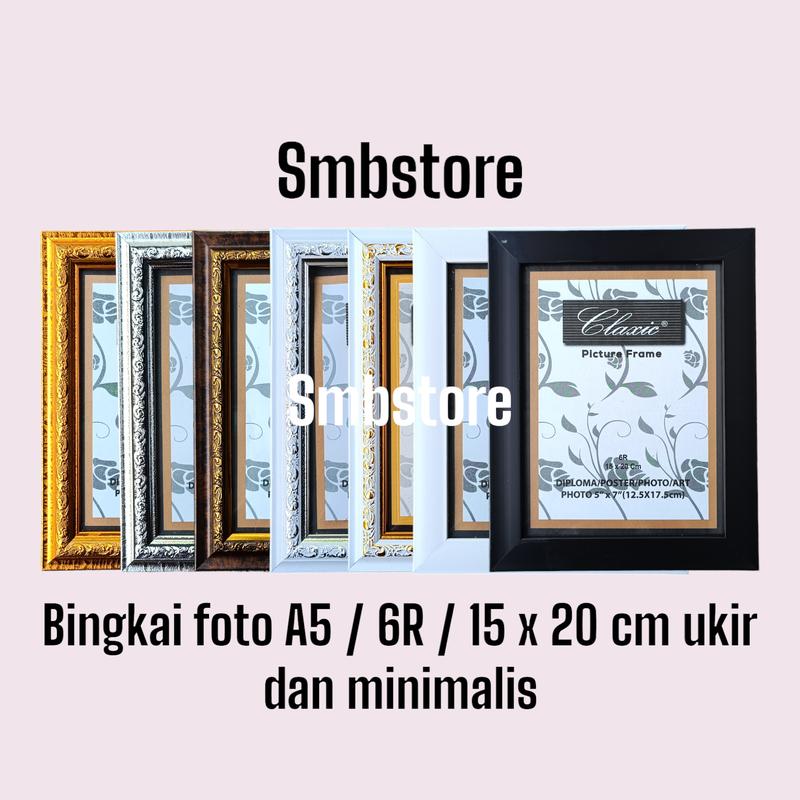 Bingkai frame figura pigura foto A5 / 6R / 15 x 20 cm ukir minimalis ...