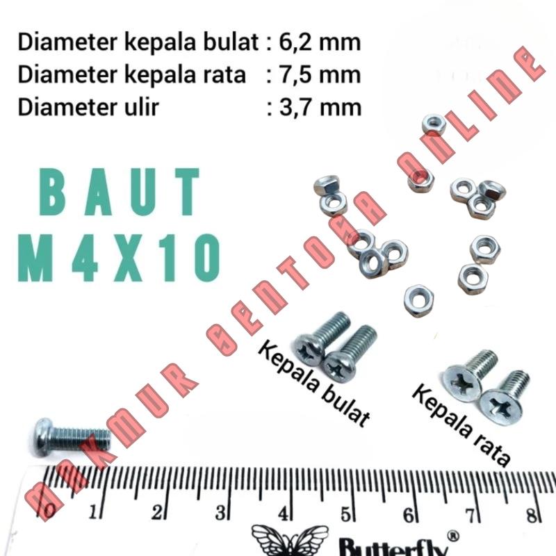 Baut Mur Putih M4 kepala bulat atau kepala rata baut elektronik baut ...