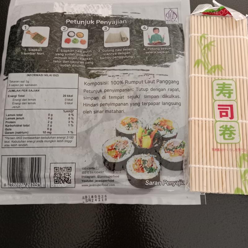 Paket membuat sushi (nori 10 lembar+matt bambu) - Shop | Tokopedia
