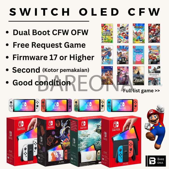 Jual Nintendo Switch OLED CFW OFW (FREE ISI GAME) Dualboot Fullgame ...