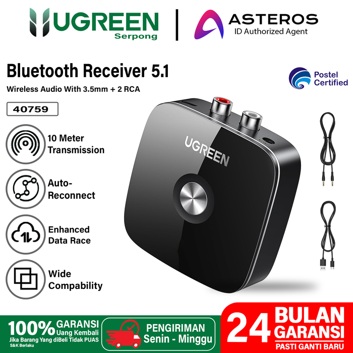 Jual UGREEN Bluetooth Receiver 5.1 APTX 2RCA 3.5mm Aux Wireless Adapter ...