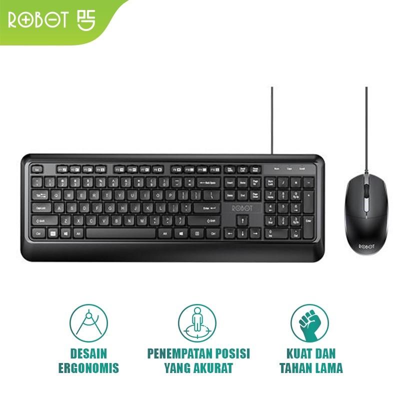 Robot KM2600 Keyboard Mouse Set Combo Bundle Kabel Wired PC Laptop ...