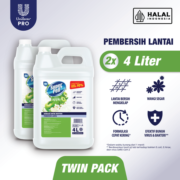 Jual Superpell Professional Pembersih Lantai Apel Jerigen 4L Twin Pack ...