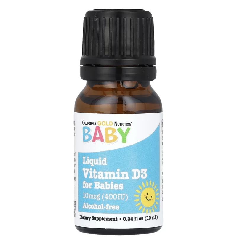 California Gold Nutrition Baby Vitamin D3 D-3 D 3 Drops 400 IU 10 ml ...