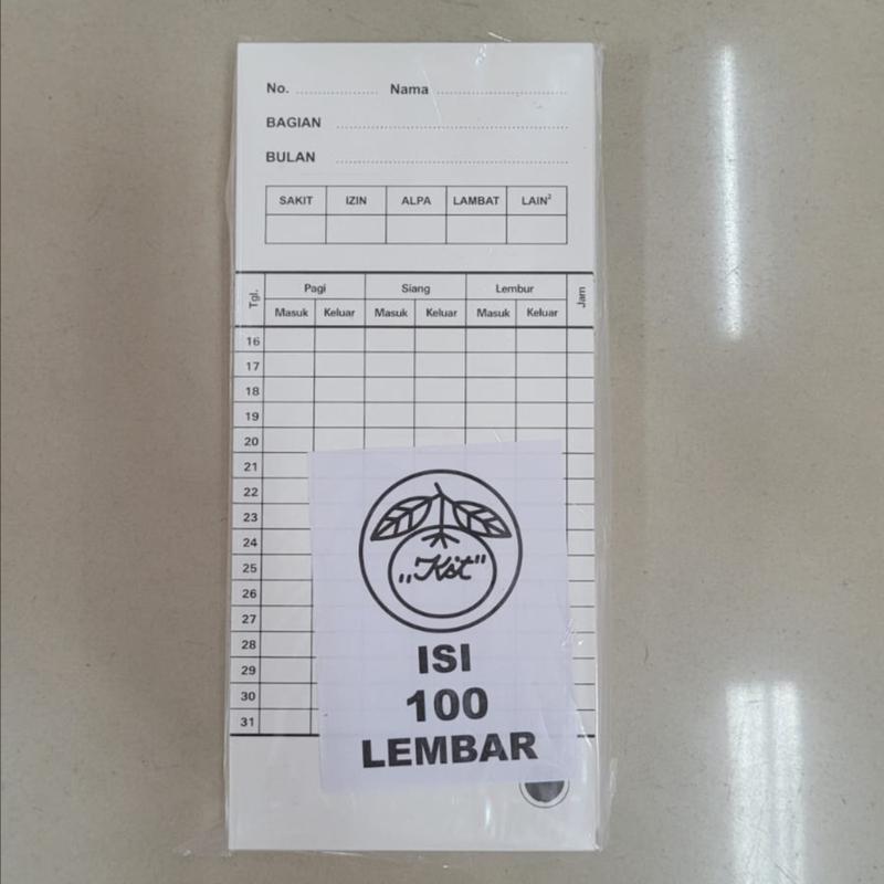 Kartu Absen Amano / Kertas Absensi Manual Polos - 1 pack isi 100 lembar ...