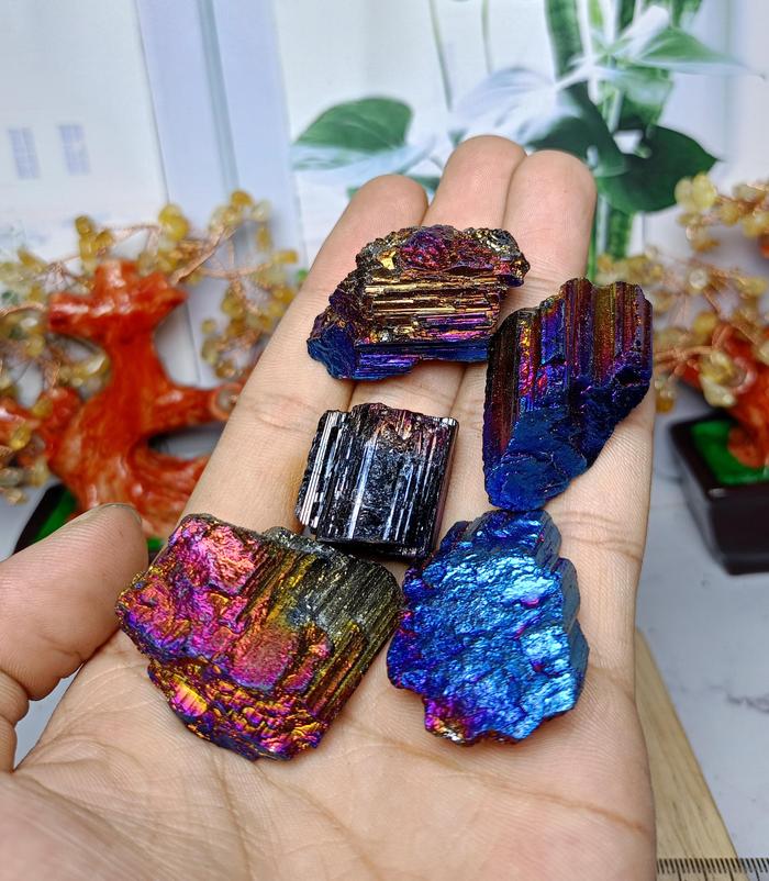 Jual Batu Natural Black Tourmaline Rough Aura Plating Paket (3) Asli ...