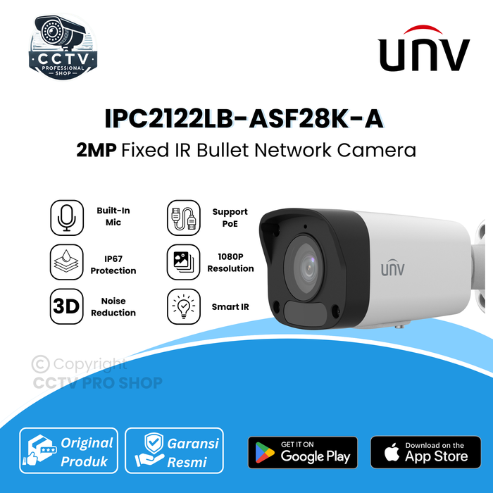 Promo Uniview IP Camera IPC2122LB-ASF28K-A 2MP Built-In Mic - Kab ...