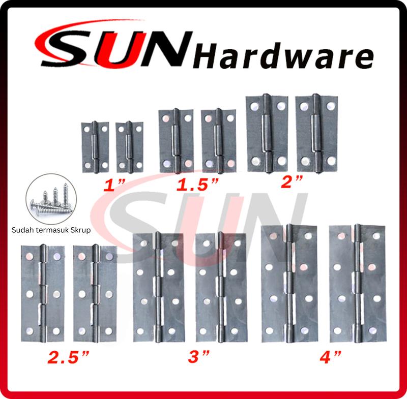 Engsel Plat 1 1.5 2 3 4 Inch Pintu Laci Triplek Besi Kandang - Shop ...