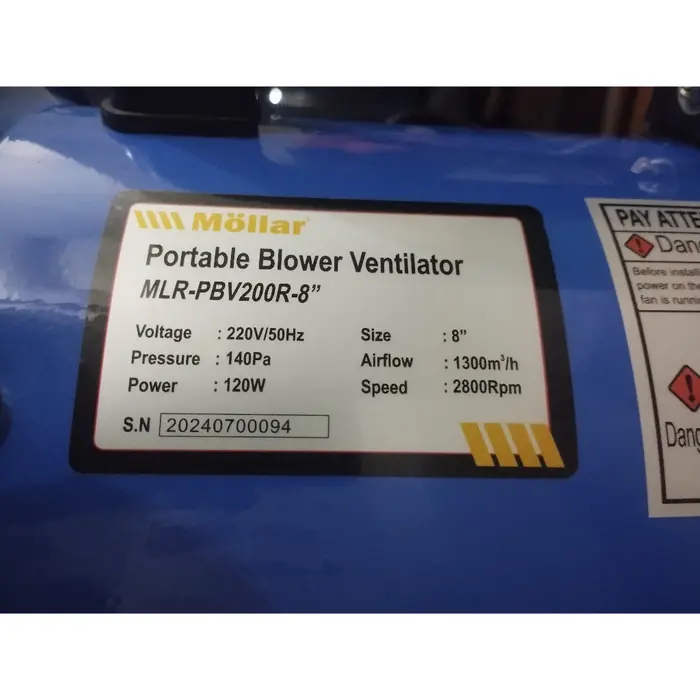 Jual MOLLAR Blower Ventilator Portable 8" 10" 12" 14" MLR-PBV200R-8 MLR ...