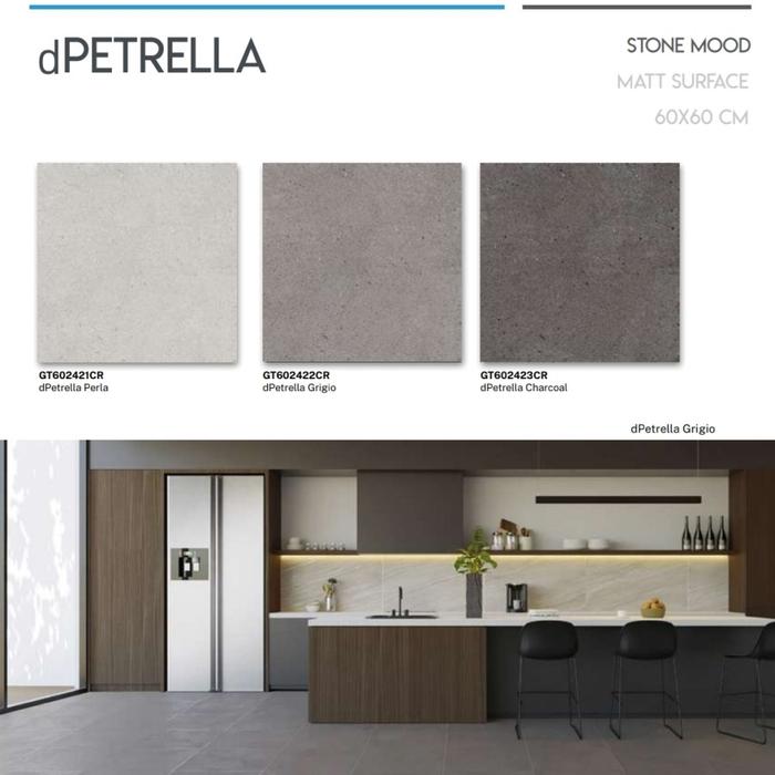 Jual Granit Roman 60x60 dPetrella Perla Grigio Charcoal Petrella KW 1 ...