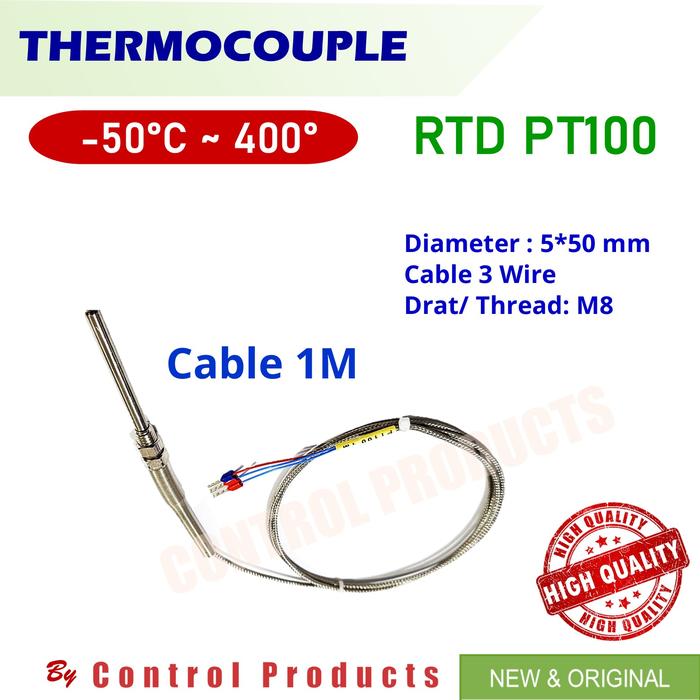 Jual RTD PT-100 PT100 Probe Temperature Thermal Sensor Suhu 3 Wire ...