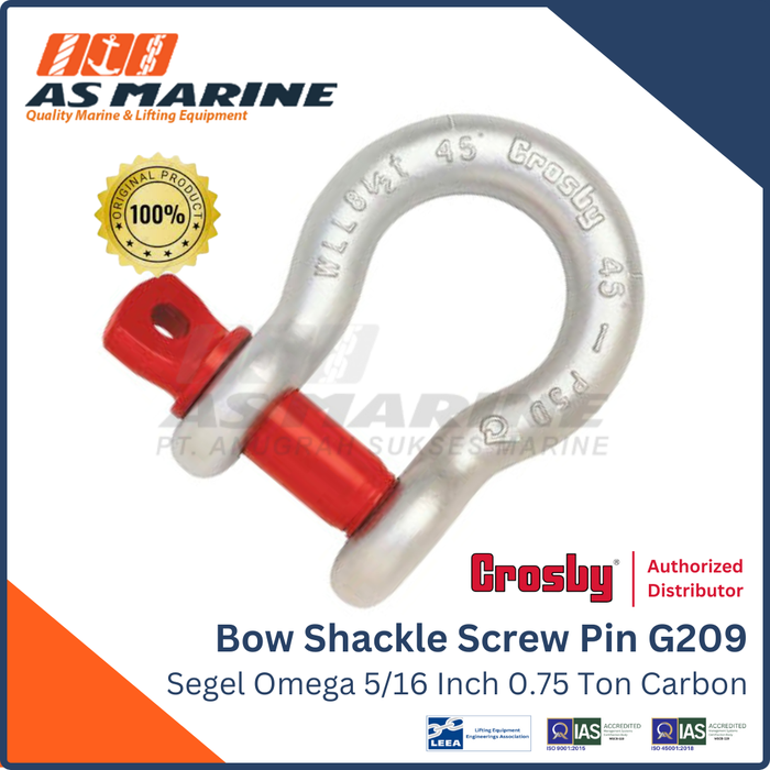 Promo Bow Shackle / Segel Crosby G209 Screw Pin 5/16 Inch 0.75 Ton ...