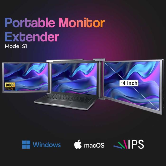 Jual Aibecy Portable Monitor Dual Screen Extender 14 Inch IPS 60Hz ...