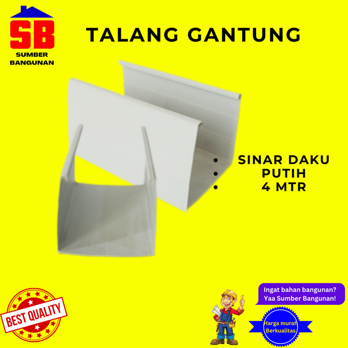 Jual TALANG GANTUNG KOTAK TALANG AIR KOTAK PVC SINAR DAKU 4 METER ...