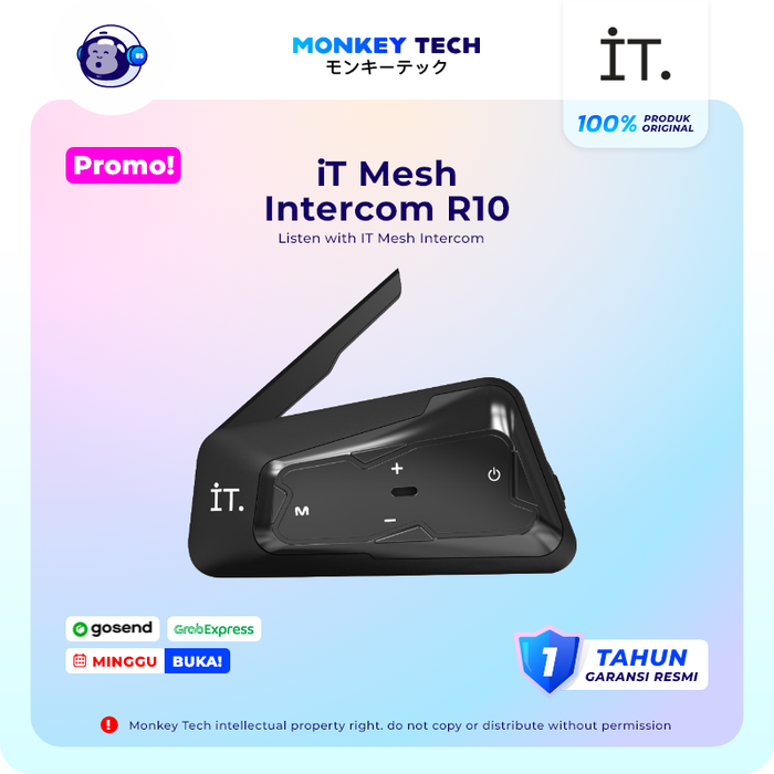 Jual IT R10 Mesh Intercom Bluetooth Headset R10 Garansi Resmi TAM ...