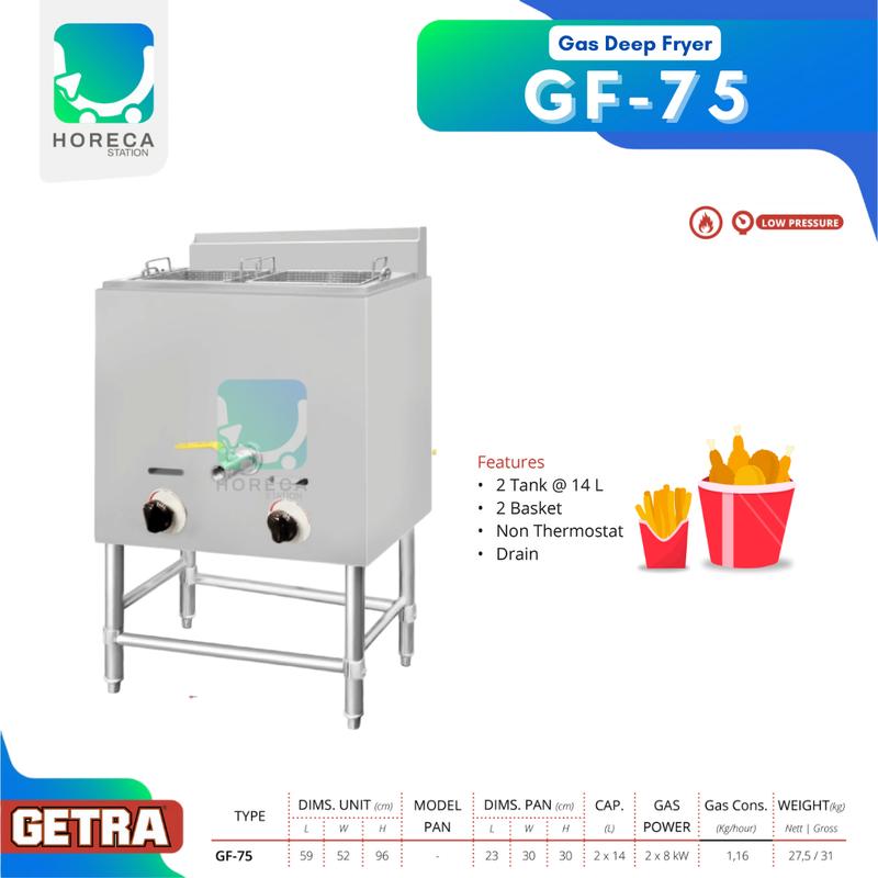 GETRA Gas Deep Fryer Free Standing Low Pressure GF-75 / GF 7 - Shop ...